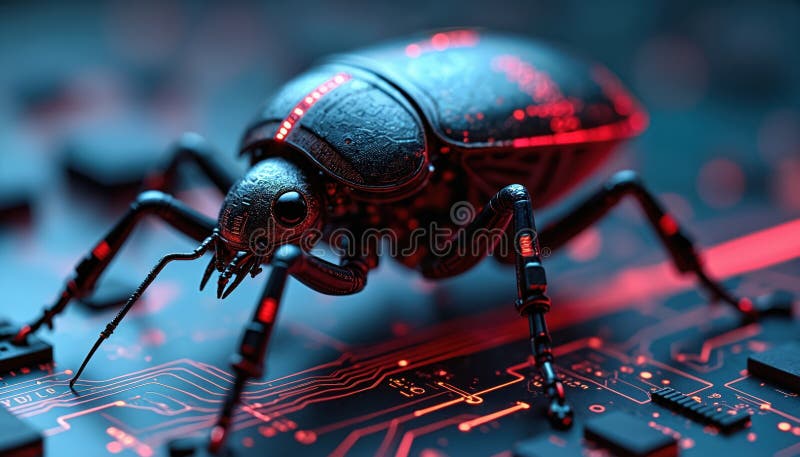 Cybernetic Bug Inspects Circuit Board Ai Powered Software Testing Automated Code Analysis Bug