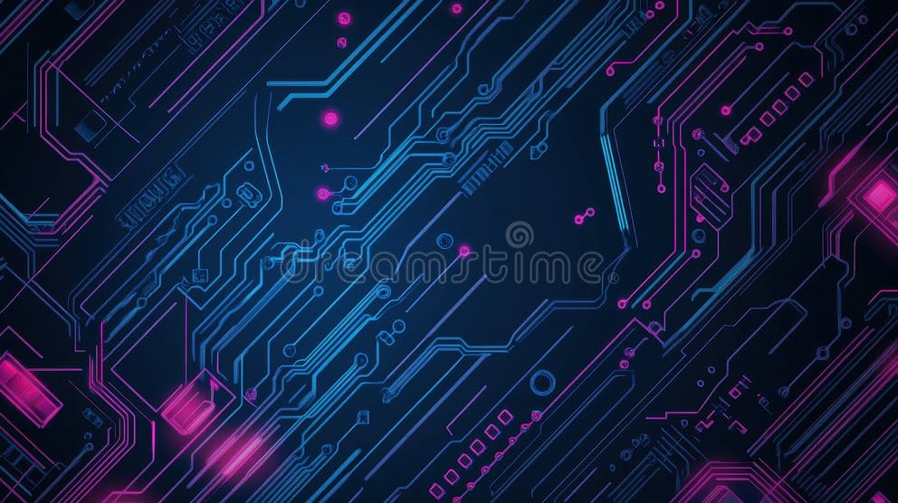 Cybernetic Circuitry Abstract Tech Design with Glowing Elements and Intricate Circuit Board ...