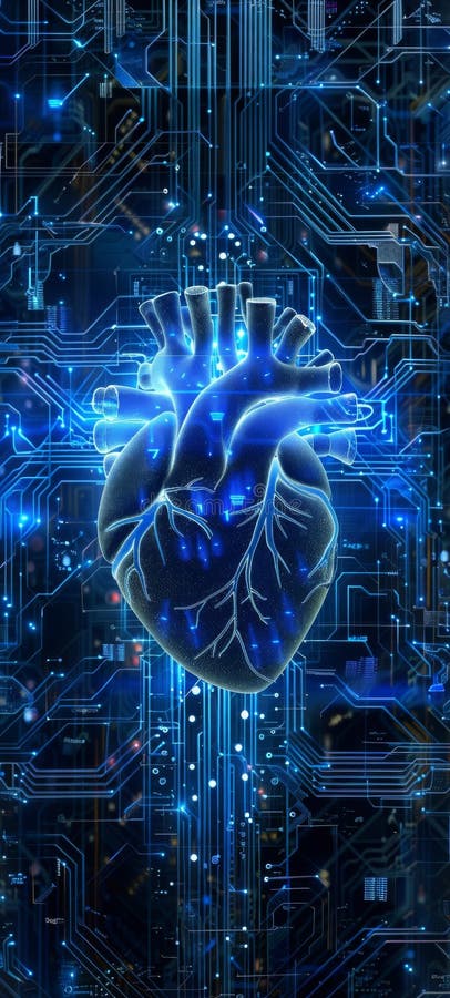 Cybernetic Core with Pulsating Blue Circuits the Heart of AI Technology ...