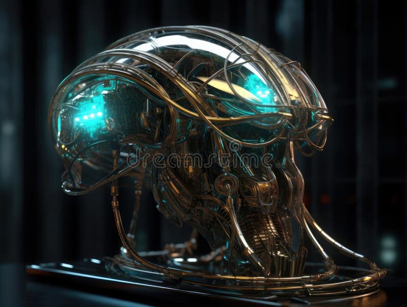 Cybernetic Creature with AI Interface Stock Illustration - Illustration ...