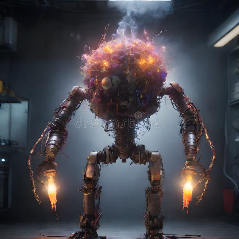 Cybernetic Creature with Glowing Brain Stock Photo - Image of ...