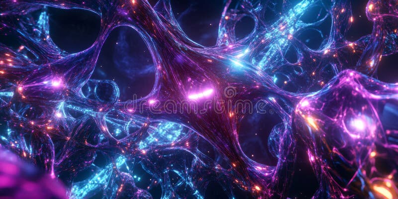 Cybernetic 3d Background Depicting Intricate Web Glowing Data Streams Flowing Stock Photos ...
