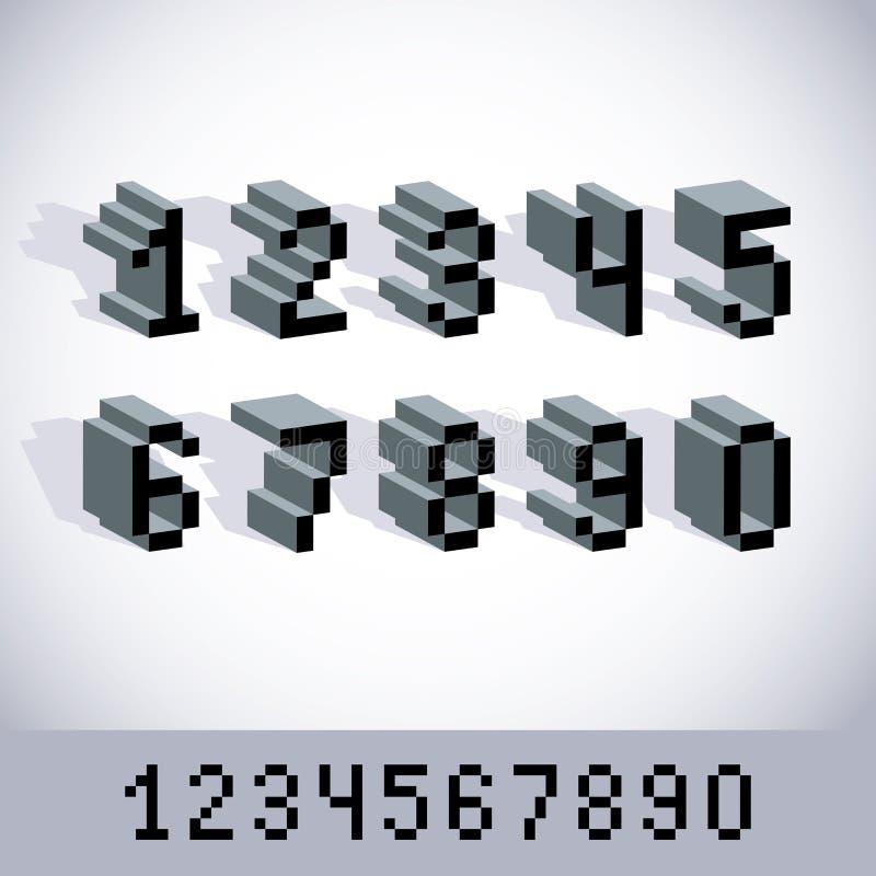 Cybernetic 3d Numbers, Letters and Punctuation Marks, Pixel Art Stock ... Cybernetic 3d Numbers, Letters and Punctuation Marks, Pixel Art Stock ...