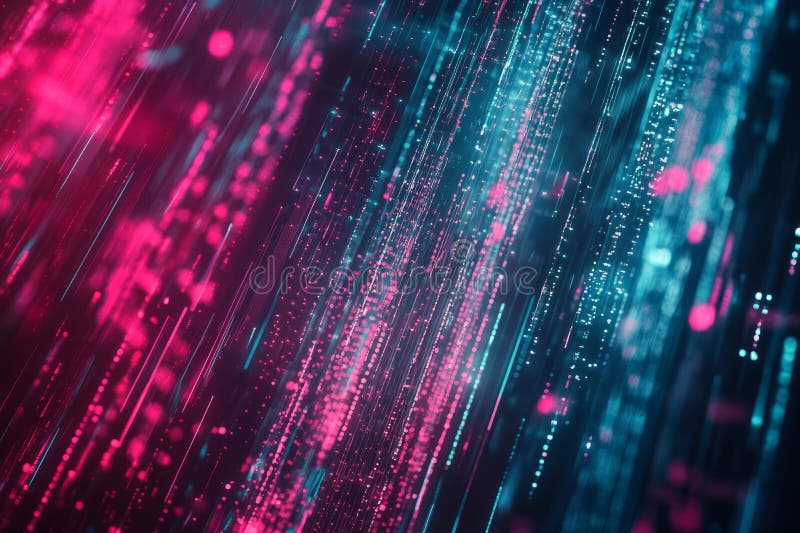 A Cybernetic Digital Rain Effect, Featuring Cascading Streams of ...