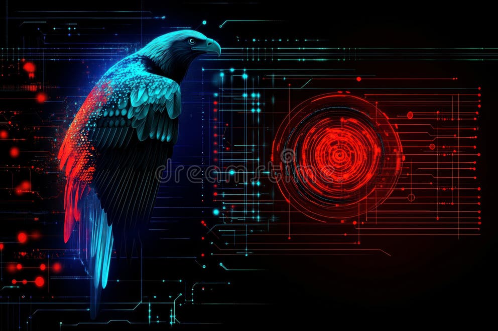 Cybernetic Eagle with Digital Interface and Futuristic Technology Stock ...