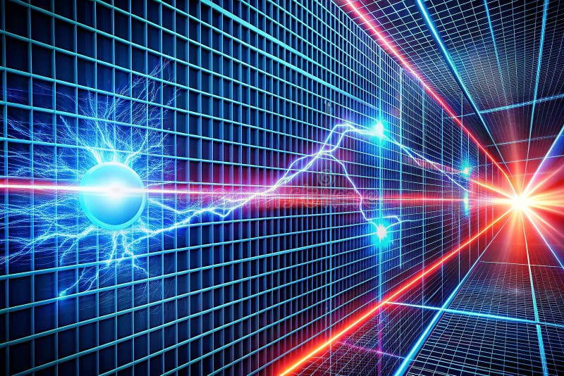 Cybernetic Energy Flow through Grid Tunnel Stock Illustration ...