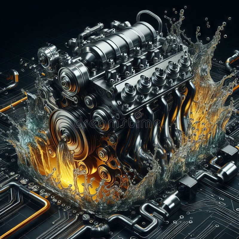 Cybernetic Engine Splash on Circuitry Stock Photo - Image of cyber ...