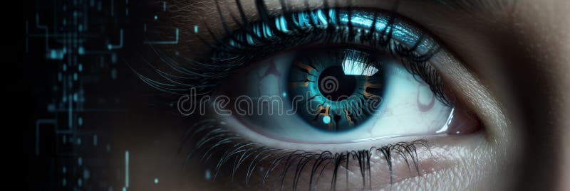 Cybernetic Eye in Futuristic Environment Hacker or Ai Robot Vision in ...