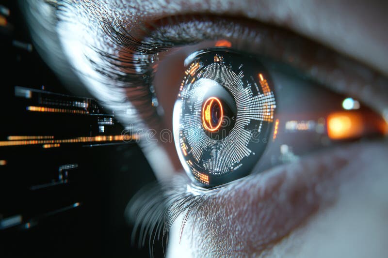Digital Surveillance: Extreme Close-Up of Robotic Eye Stock Photo ...