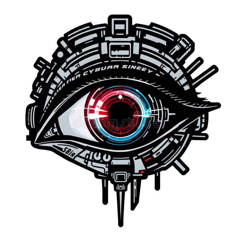 Cybernetic Eye Sticker: Retinal Display Unleashed in Cyberpunk Vector ...