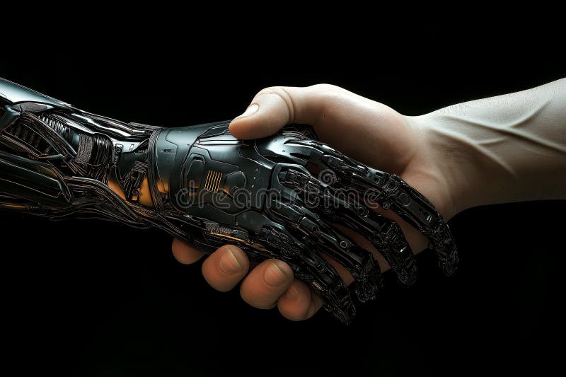 A Cybernetic Hand Shaking Hands with a Human, Symbolizing the ...
