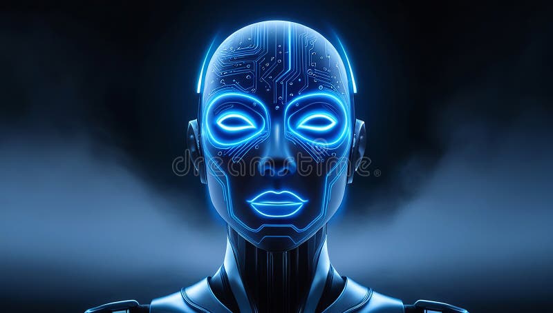 Cybernetic Head with Glowing AI Circuits, Symbolizing the Future of ...