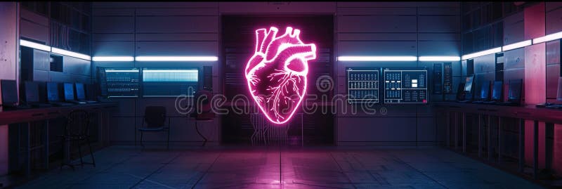 Cybernetic Human Heart Pulsating with Vibrant Technology in a Digital ...
