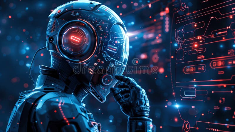 Cybernetic Human in High-Tech Environment Stock Illustration ...