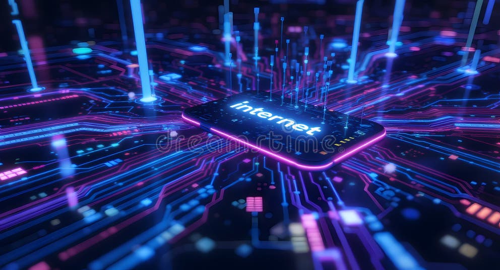 Cybernetic Internet Core stock illustration. Illustration of board ...