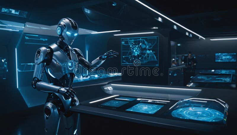 The Cybernetic Nexus: an Autonomous AI Interface Stock Illustration ...