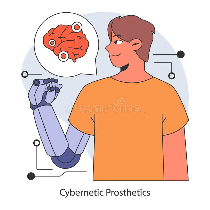 Cybernetic Prosthetics Concept. Flat Vector Illustration. Stock Vector ...