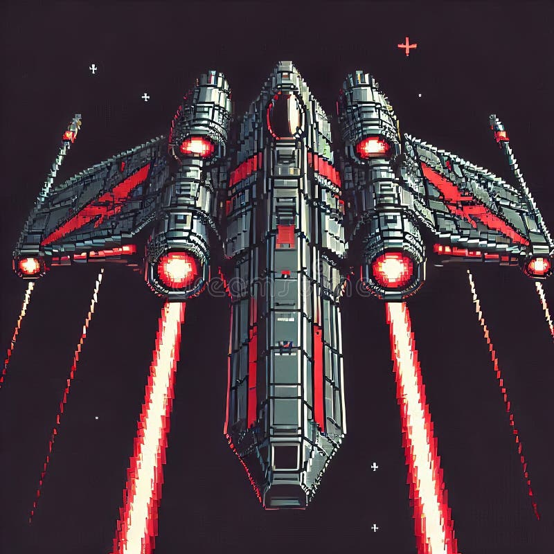 Cybernetic Red Star Cruiser Stock Illustration - Illustration of ...