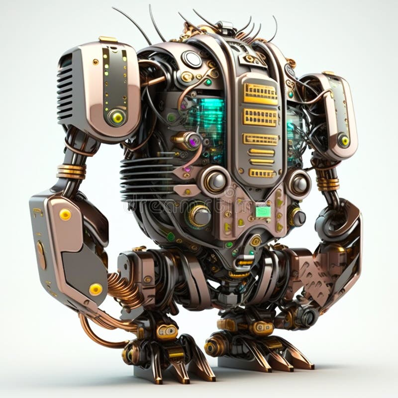 Cybernetic Robot with Metal Mechanisms instead of Muscles Stock ...