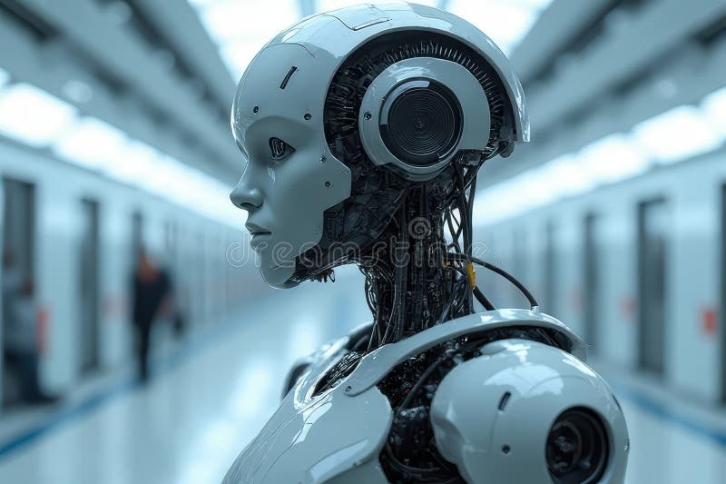 Cybernetic Robot in Technological Domain Stock Illustration ...