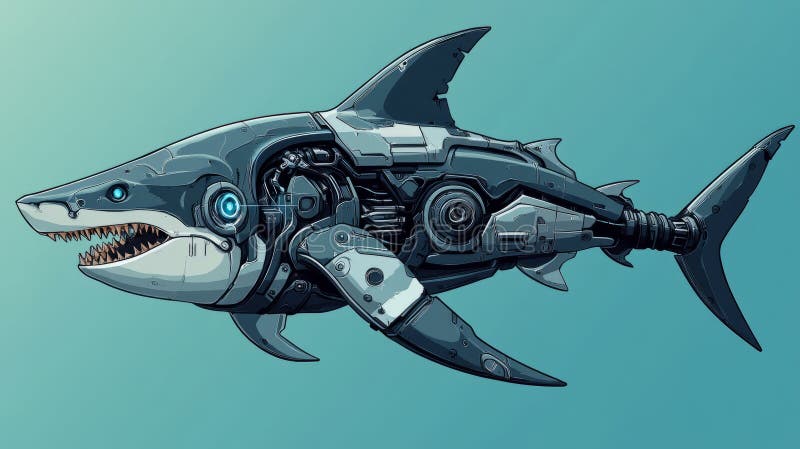 Cybernetic Shark: a Robotic Marvel Stock Illustration - Illustration of ...