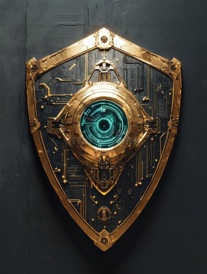 Cybernetic Shield with Robotic Eye Symbolizes Artificial Intelligence ...
