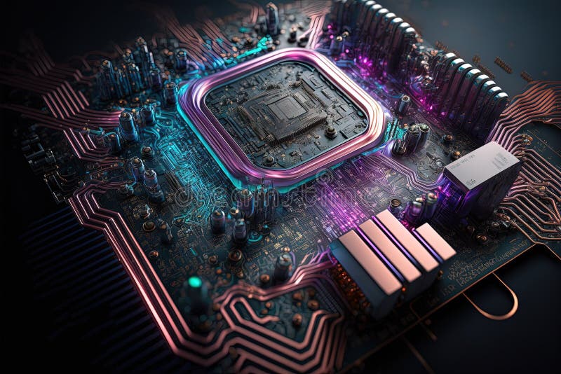 Cybernetic Technology, a Motherboard with Electronic Circuits CPU Unit ...