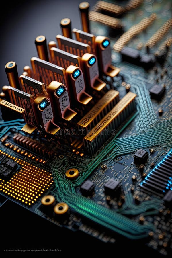 Cybernetic Technology, Motherboard with Electronic Circuits and CPU ...