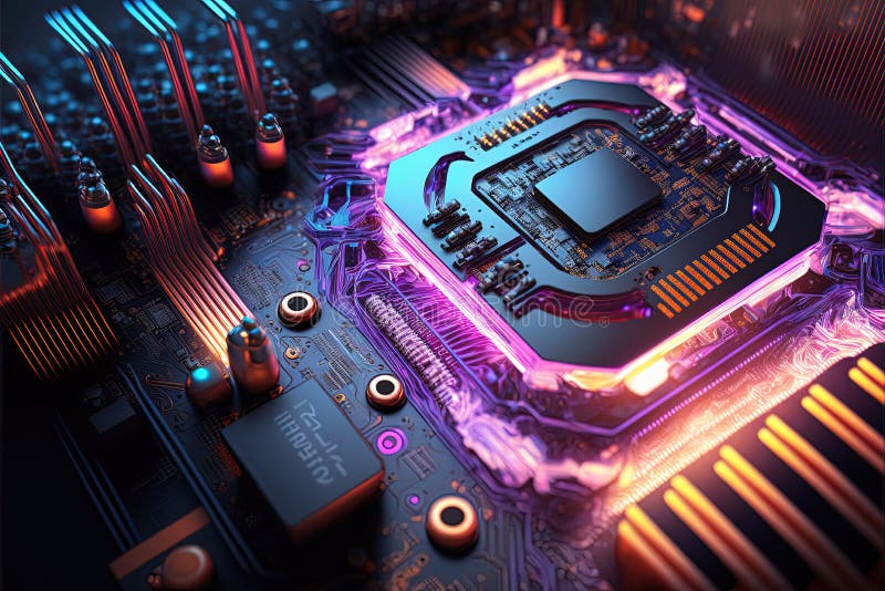 Cybernetic Technology, a Motherboard with Electronic Circuits CPU Unit ...