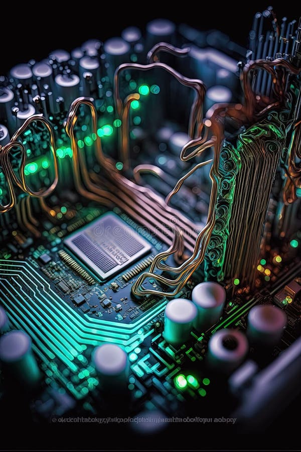 Cybernetic Technology, Motherboard with Electronic Circuits and CPU ...