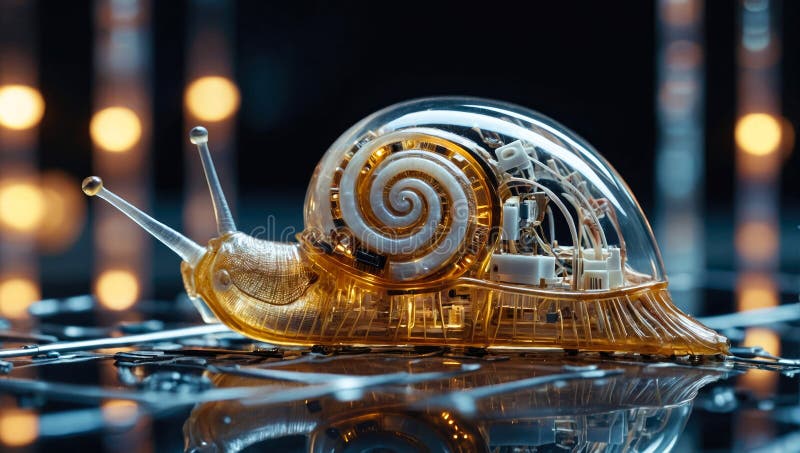 Cybernetic Transparent Snail with Lights and Electrical Terminations ...