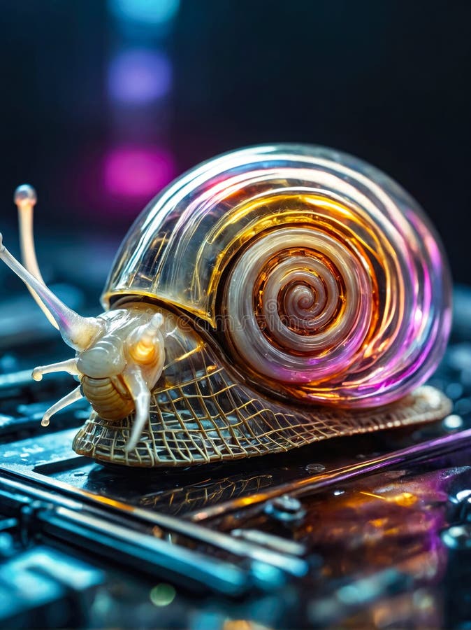 Cybernetic Transparent Snail with Lights and Electrical Terminations ...