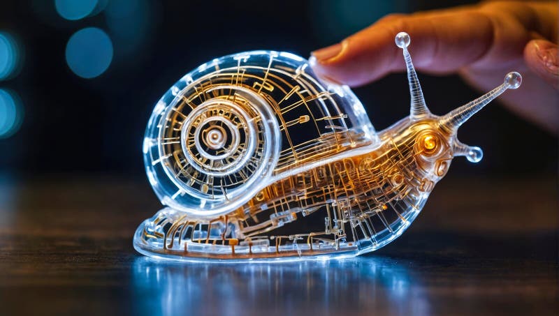 Cybernetic Transparent Snail with Lights and Electrical Terminations ...