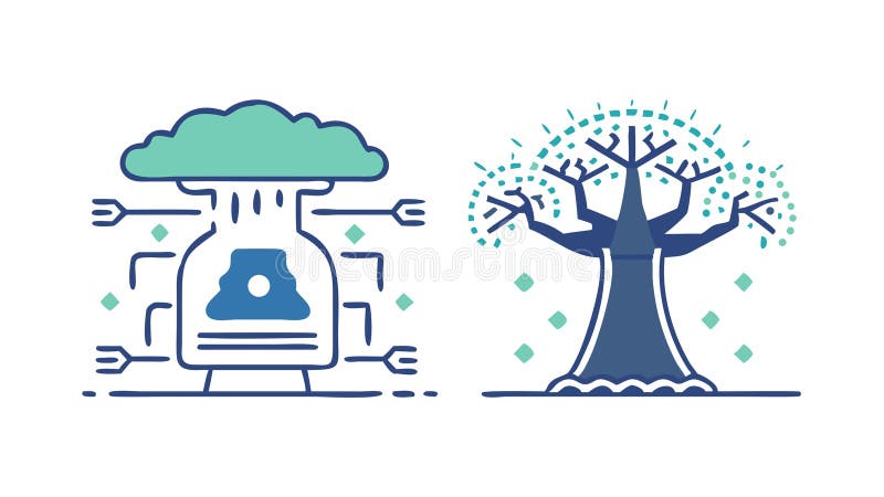 Cybernetic Tree AI Nature Icon, Futuristic Ecosystem, Vector Design ...