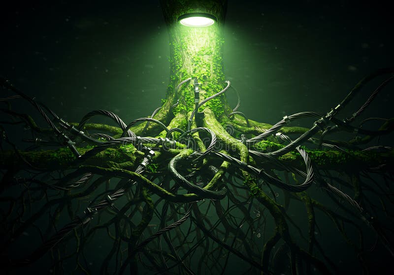 Cybernetic Tree Roots stock illustration. Illustration of sunlight ...