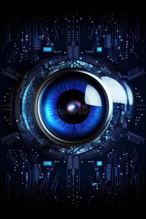 Cybernetic Vision Hacker or Ai Robot Eye in Dark Tech Space, Cyborg ...