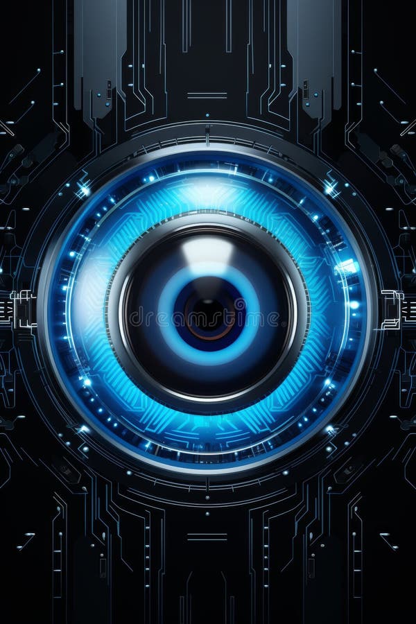 Cybernetic Vision Hacker or Ai Robot Eye in Dark Tech Space, Cyborg ...