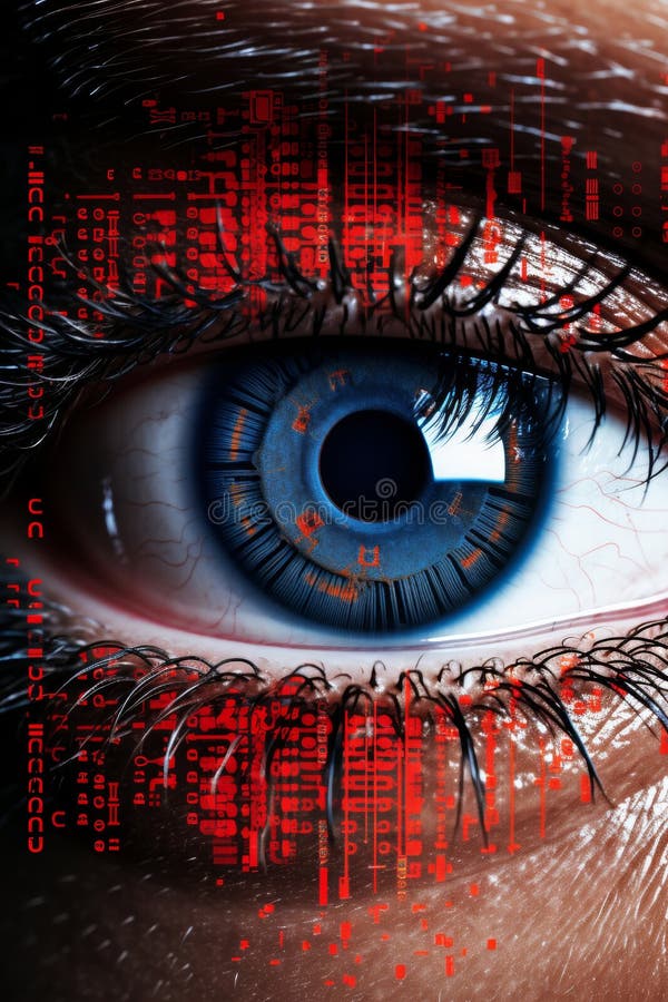 Cybernetic Vision Hacker or Ai Robot Eye in Dark Technological ...