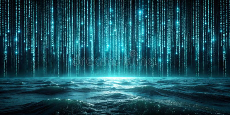 Cybernetic Wave Waves of Matrix Code Washing Over a Dark Sea AI ...