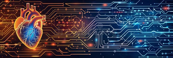 Cybernetic World Vibrant Human Heart Infused with Technological Pulse ...