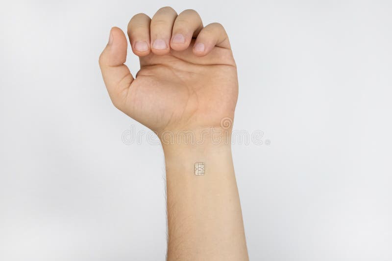 The Man Shows His Hand with a Chip Implanted. the Concept of Chipping ...