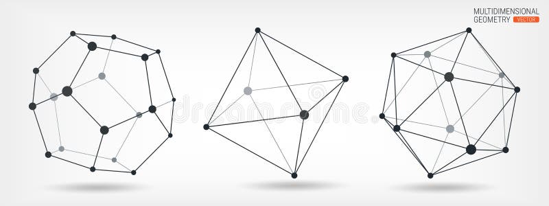 Polyhedra. Transparent Frame of Complex Shapes. Geometric Shapes ...