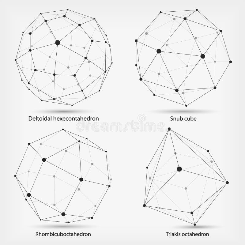 Polyhedra. Transparent Frame of Complex Shapes. Geometric Shapes ...