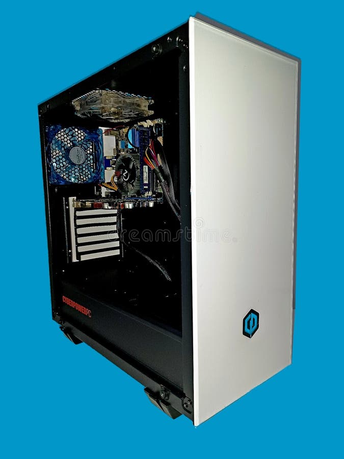CYBERPOWERPC Model C with Blue Background Editorial Photography - Image ...