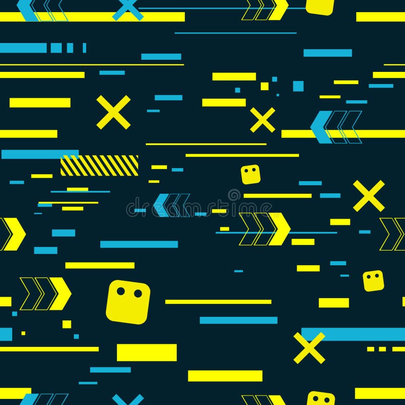 Cyberpunk Seamless Pattern, Glitch Effect, Graphic from Future ...