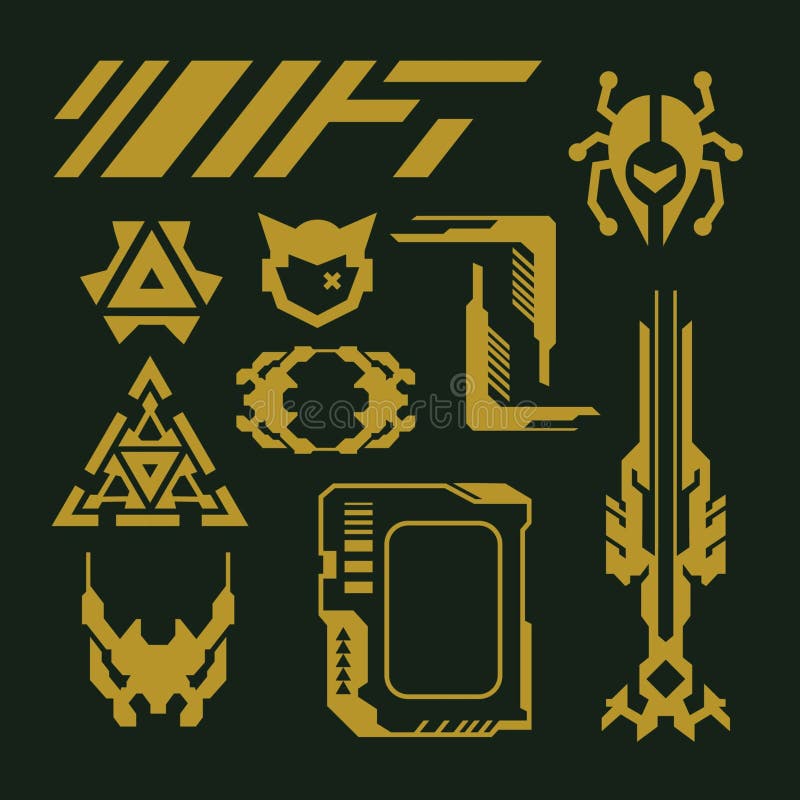 Cyberpunk Aesthetic Elements Vector Pack Stock Vector - Illustration of ...