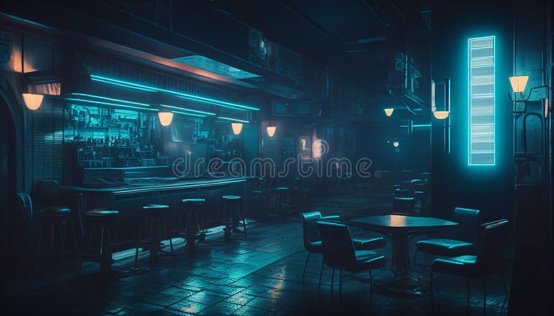 Cyberpunk Background of Bar Club at Night Generated with AI Tools Stock ...