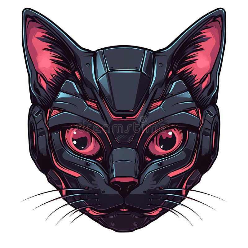 Cyberpunk Cat Mascot with Sleek Tech Design Stock Illustration ...