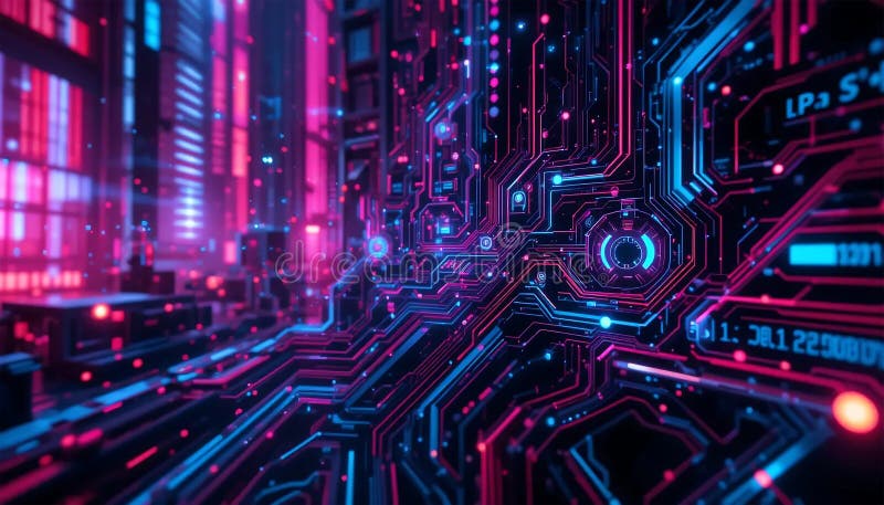 Cyberpunk Circuit Board: Futuristic Technology Background (Generative ...