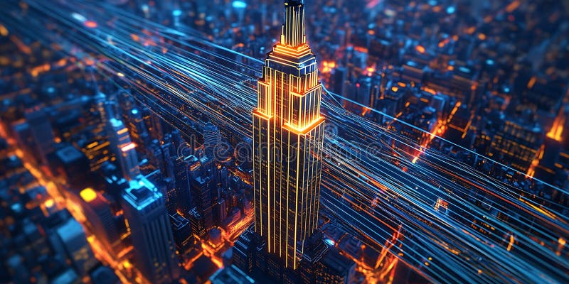 Cyberpunk Cityscape Neon Tower Art Stock Illustration - Illustration of ...